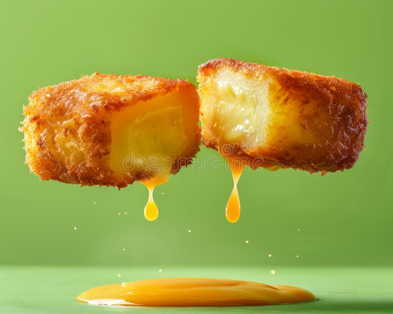 Delicious Melting Cheese Stuffed in Crispy Fried Snack on Green ...