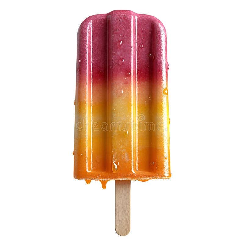 Close Up of a Melting Colorful Popsicle with Pink Yellow and Orange on ...