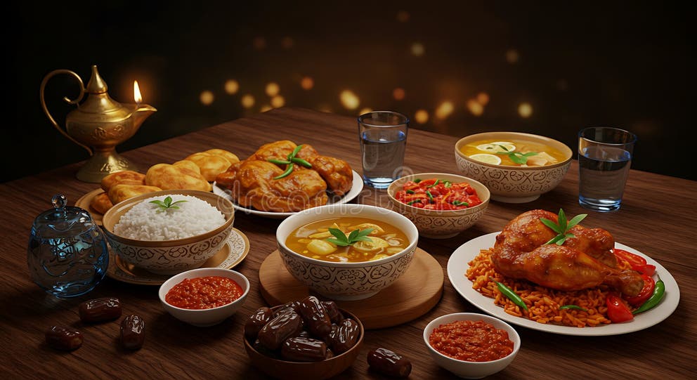 Delicious Middle Eastern Feast Ramadan Dinner Table Setting Stock ...