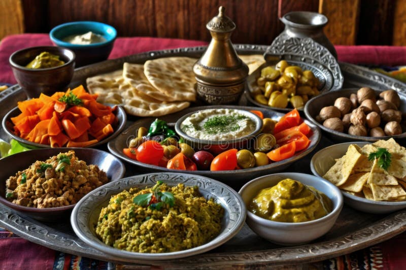 A Delicious Middle Eastern Mezze Platter Ai Generated Stock ...