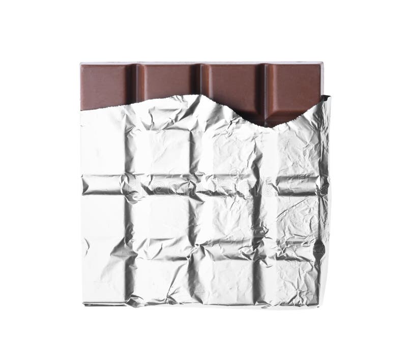 Delicious Milk Chocolate Bar Wrapped in Foil Isolated Stock Image ...