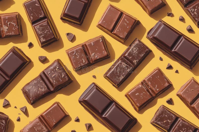 Delicious Milk and Dark Chocolate Bars Arranged on a Vibrant Yellow ...