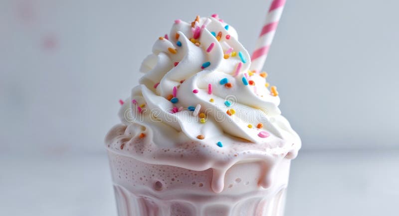 Delicious Milkshake Topped with Whipped Cream and Sprinkles. Stock ...