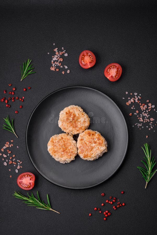Delicious Minced Chicken Cutlets with Spices and Herbs Stock Photo ...