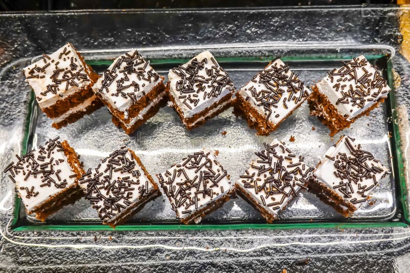 Delicious Mini Cakes on Buffet Table Stock Image - Image of contrast ...