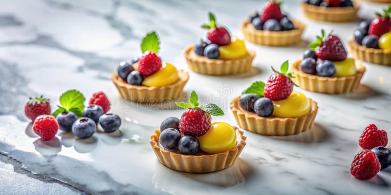 Delicious Mini Fruit Tarts with Lemon Curd Filling. Generative AI Stock ...