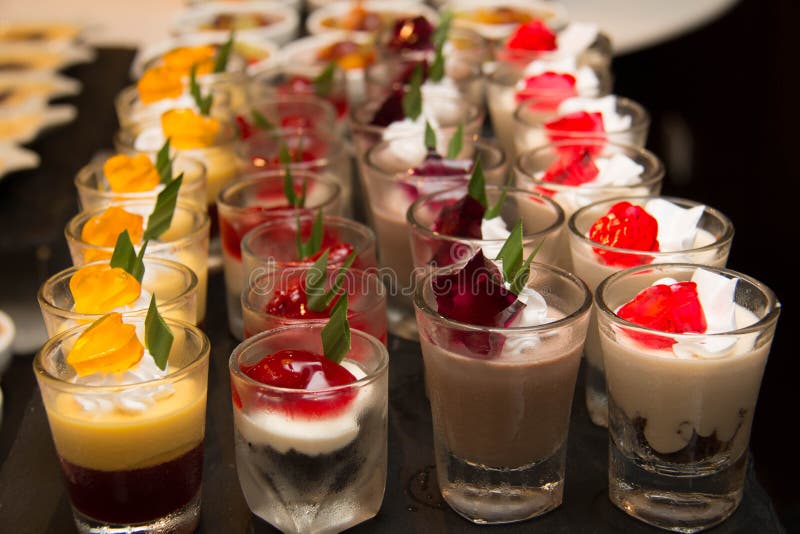 Delicious Mini in Glass Dessert Station Stock Image - Image of pastry ...