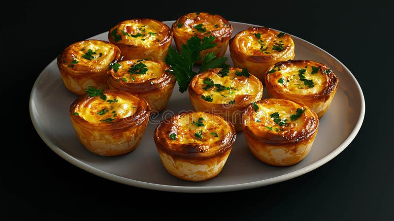 Delicious Mini Quiches on Plate Garnished with Fresh Herbs for Culinary ...