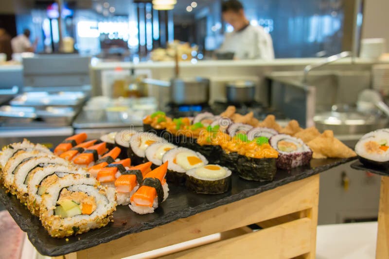 Delicious Mixed Maki Roll in Restaurant Stock Image - Image of mixed ...