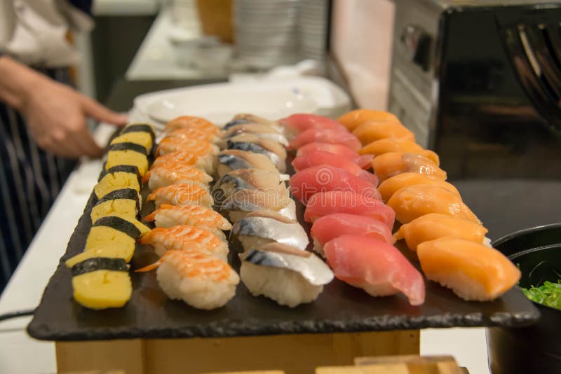 Delicious Mixed Maki Roll in Restaurant Stock Photo - Image of ...