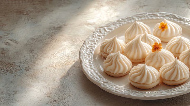 Delicious Modak Served on a White Ceramic Plate with Warm Lighting ...