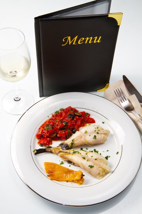 Delicious monkfish stock image. Image of hake, caper - 32716285