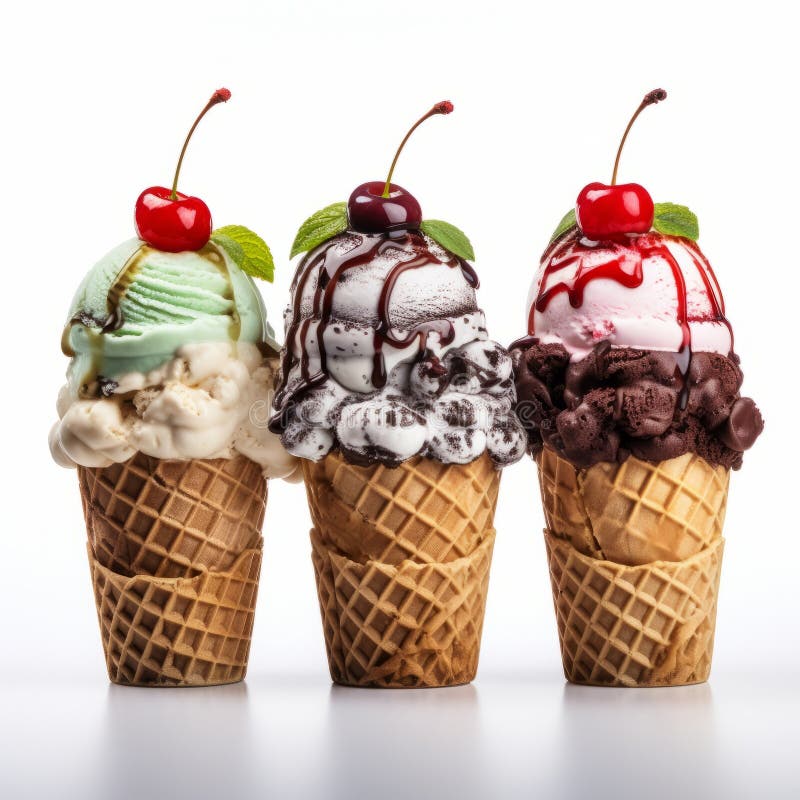 Delicious Mousse Mini Ice Creams in Dark Green and Red Cone Stock ...