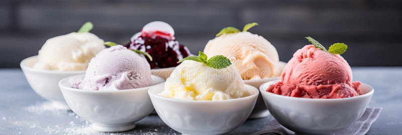 Delicious Multi-colored Ice Cream Banner with Copy Space for Adding ...