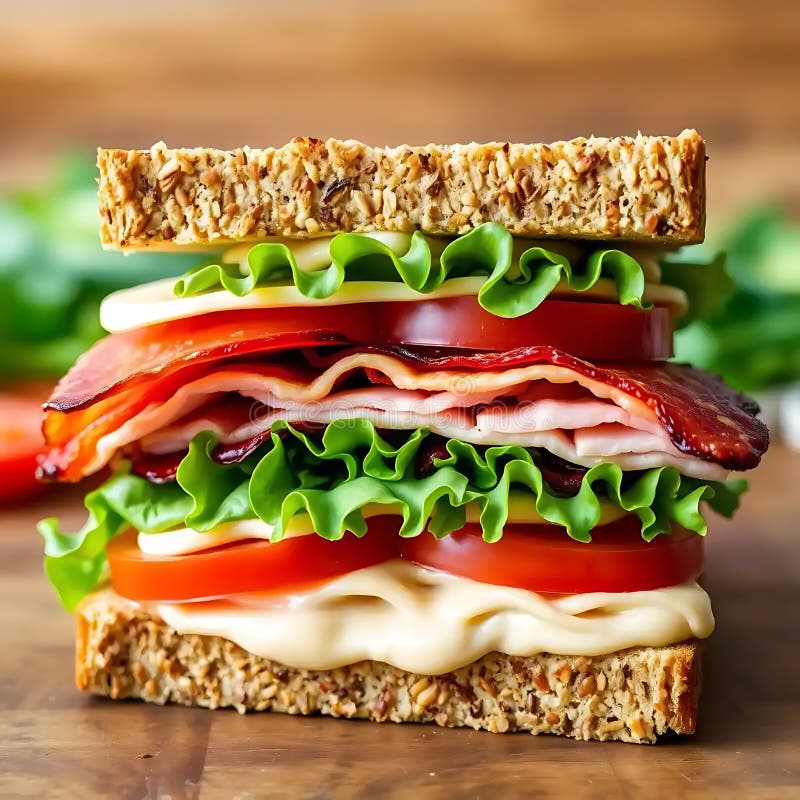Delicious Multi Layered Club Sandwich on Grain Bread Stock Photo ...