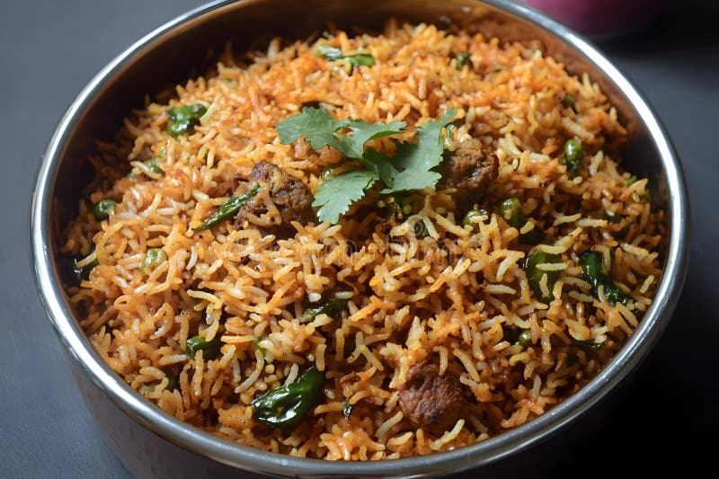 Delicious Mutton Biryani in Bowl Stock Illustration - Illustration of ...