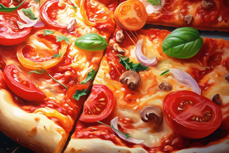 Delicious Neapolitan Style Pizza Background Stock Illustration ...