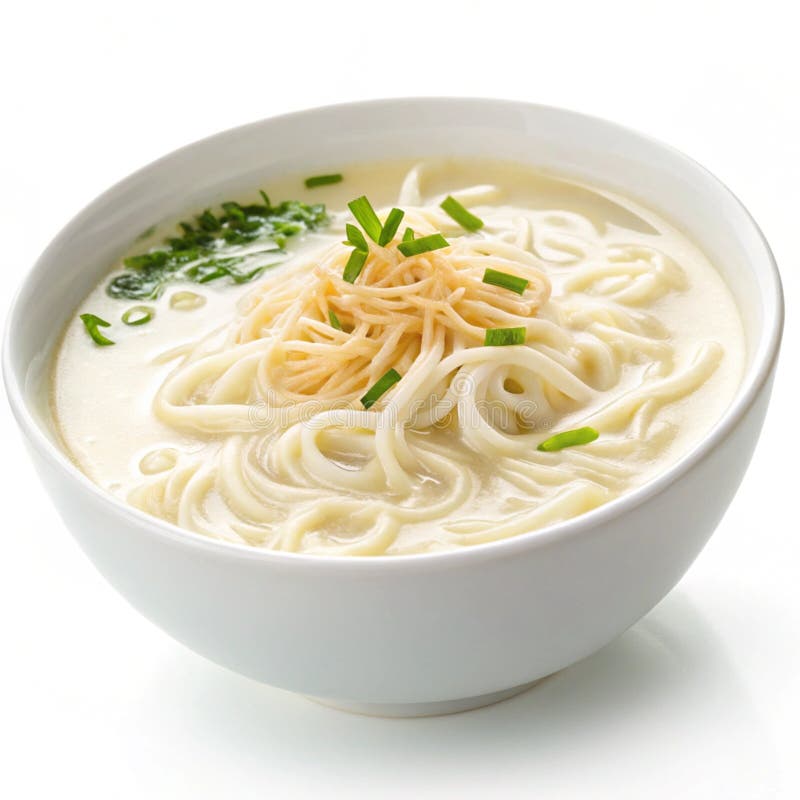 Delicious Noodles in White Soup Isolated on White Background Stock ...