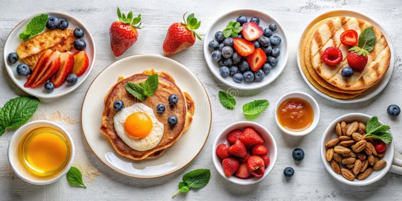 Delicious and Nutritious Breakfast Featuring Pancakes, Berries, and ...