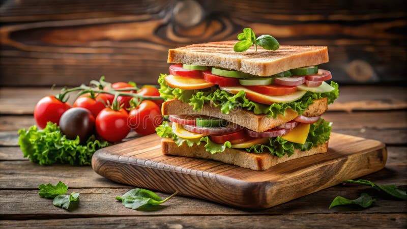 A Delicious and Nutritious Multi-layered Vegetable Sandwich on a Rustic ...