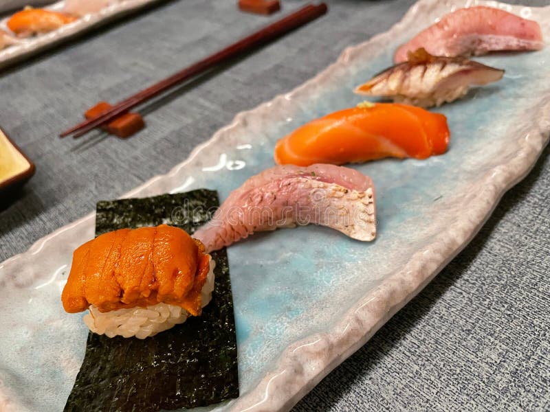 Delicious Omakase Dinner with Several Types of Fish Stock Photo - Image ...