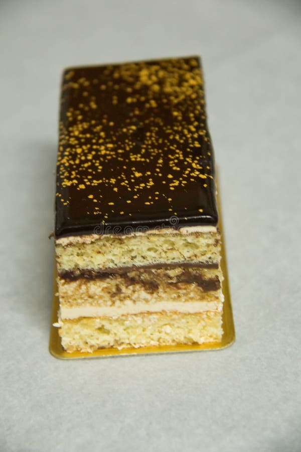 Delicious Opera Cake with Layers of Chocolate Ganache Stock Photo ...