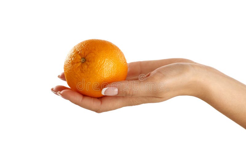 Delicious Orange in a Female Beautiful Hand Stock Photo - Image of ...
