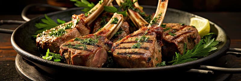 Delicious Organic Grilled Lamb Chops for a Mouthwatering Dinner Stock ...