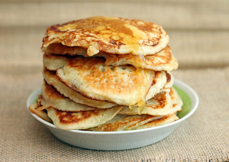 Delicious Pancakes with Honey, Close-up Stock Photo - Image of slapjack ...