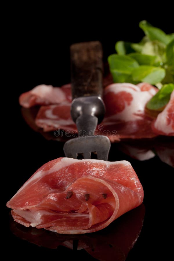 Delicious parma ham. stock photo. Image of pork, salad - 25885338
