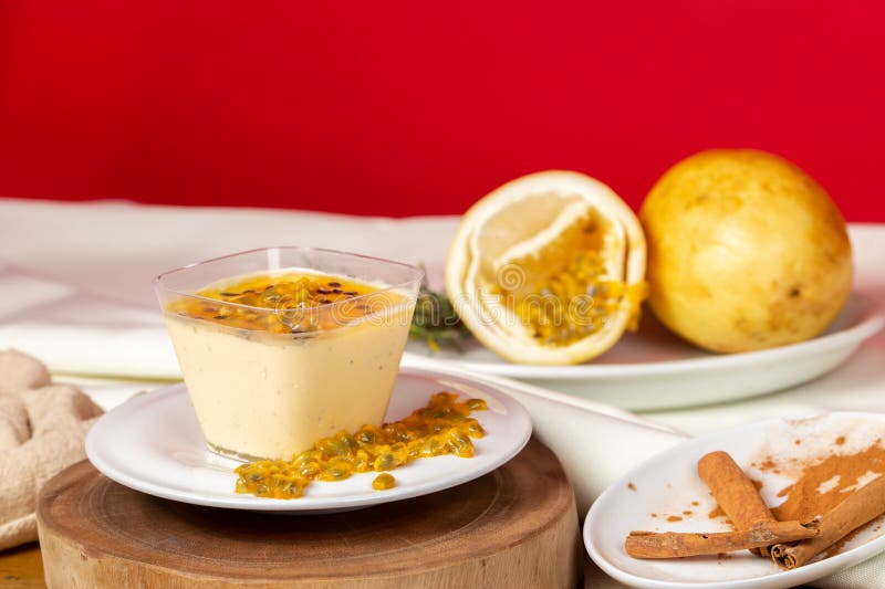 Delicious Passion Fruit Mousse in a Rustic Setting Stock Image - Image ...