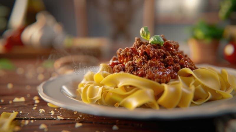Delicious Pasta and Meat Dish Ready To Eat Stock Image - Image of fresh ...