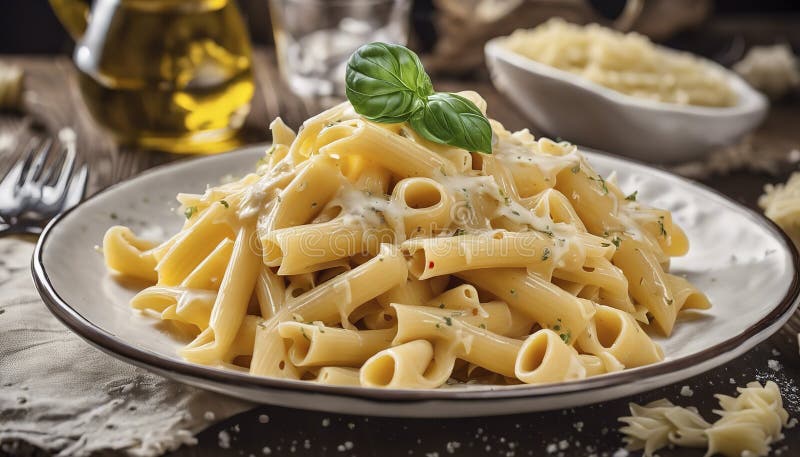 Delicious Pasta with Melted Cheese on the Table, Delicious Pasta in the ...
