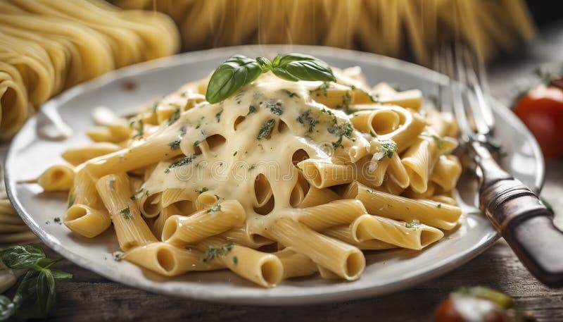 Delicious Pasta with Melted Cheese on the Table, Delicious Pasta in the ...
