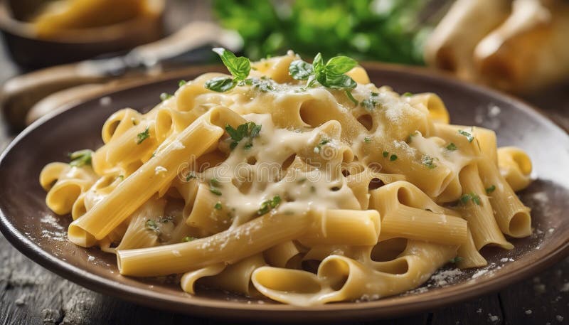 Delicious Pasta with Melted Cheese on the Table, Delicious Pasta in the ...