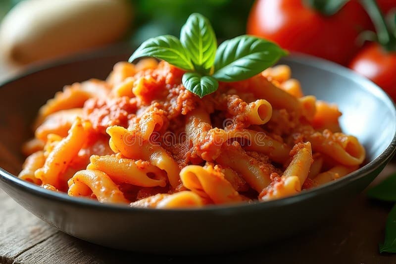 Delicious Pasta with Tomato Sauce and Paprika Stock Illustration ...