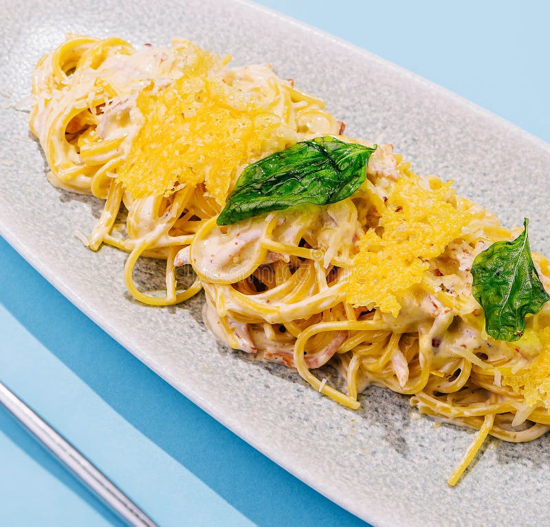 Delicious Pasta on Top View Stock Image - Image of parmesan, white ...