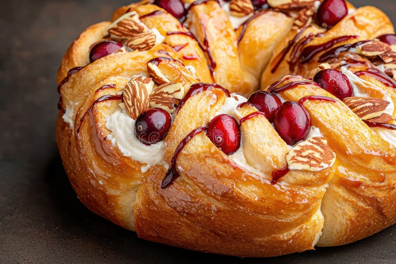 Delicious Pastry Ring with Fruit and Nuts Stock Illustration ...