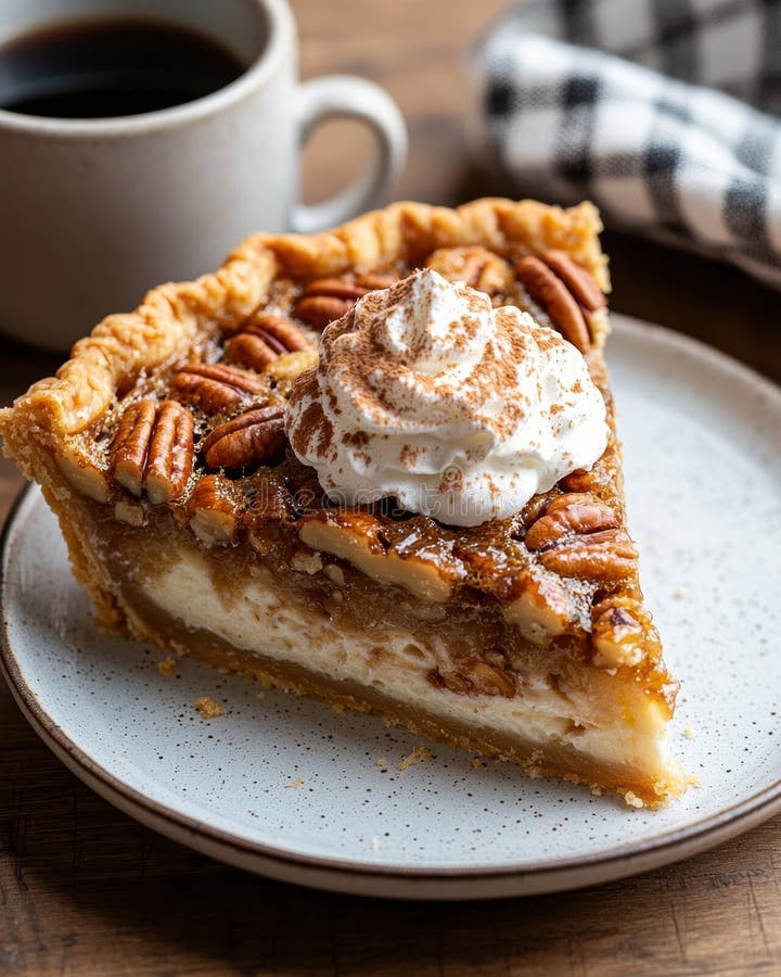 Delicious Pecan Pie Slice with Whipped Cream Stock Illustration ...
