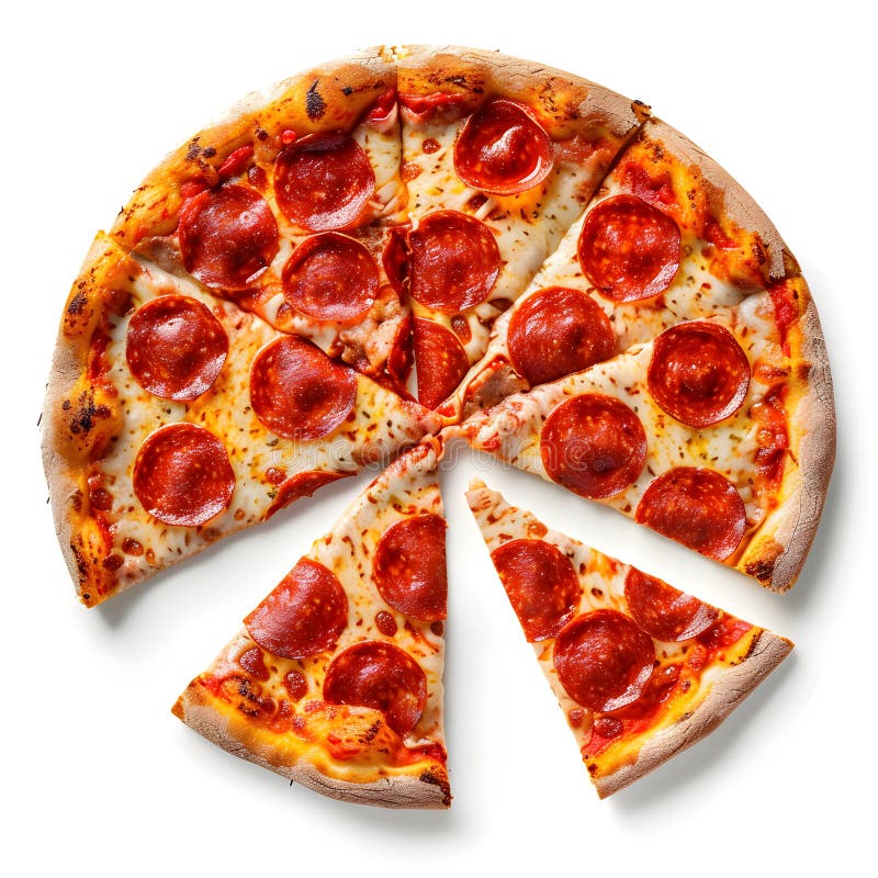 Delicious Pepperoni Pizza with Crust Being Cut into Slices Stock Image ...