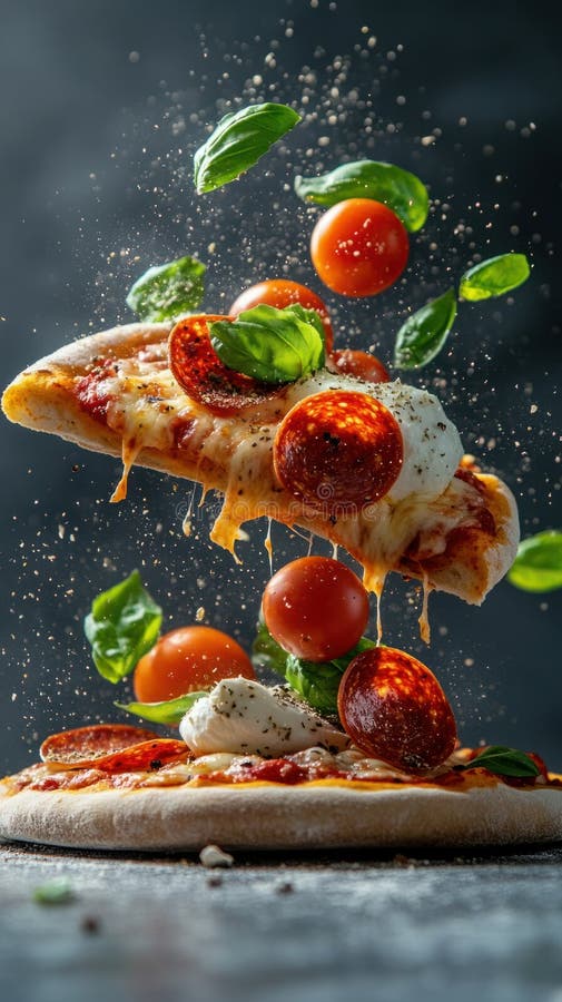 Delicious Pepperoni Pizza Exploding with Fresh Ingredients Stock Image ...