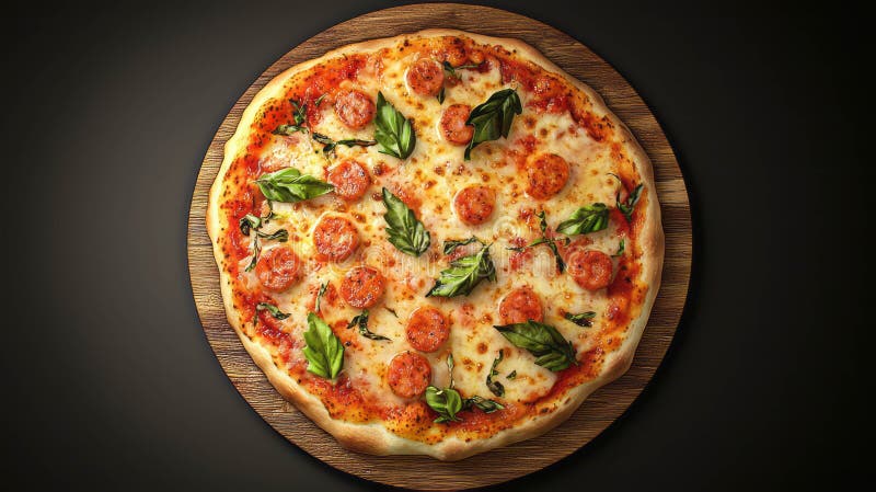 Delicious Pepperoni Pizza with Fresh Basil Toppings for Culinary Lovers ...