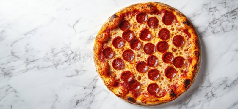 Delicious Pepperoni Pizza Marble Background Crispy Crust Melted Cheese ...