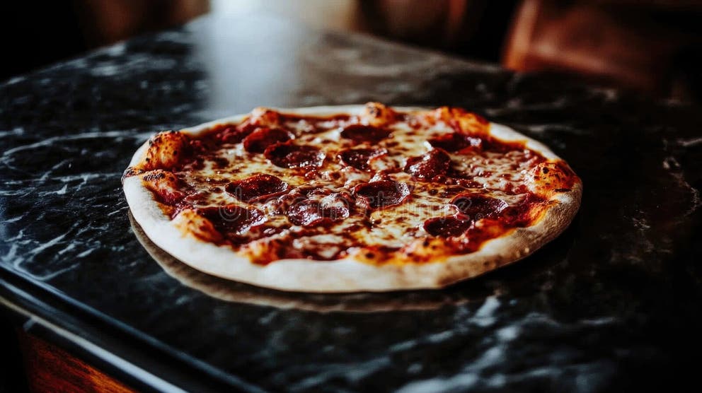 Delicious Pepperoni Pizza on Marble Table Stock Image - Image of ...