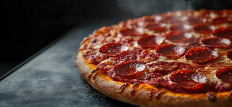 Delicious Pepperoni Pizza with Melted Cheese and Crispy Crust on a Dark ...