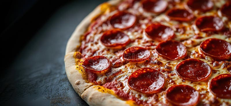 Delicious Pepperoni Pizza with Melted Cheese and Crispy Crust on a Dark ...