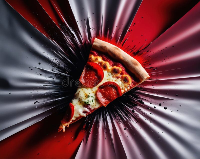 A Delicious Pepperoni Pizza Slice Dramatically Popping Against a ...