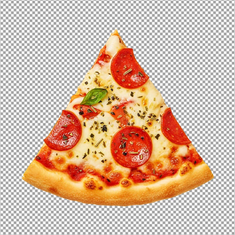 Delicious Pepperoni Pizza Slice with Herbs on Transparent Stock Photo ...