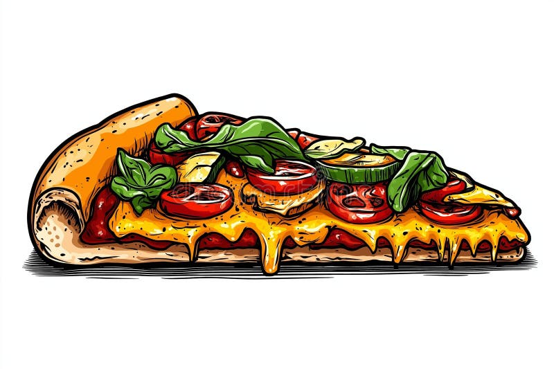 Delicious Pepperoni Pizza Slice Illustration on a White Background ...