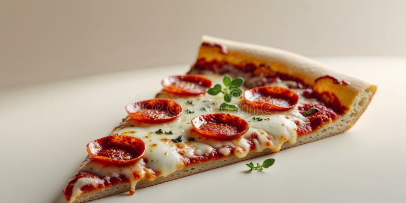 Delicious Pepperoni Pizza Slice on Light Background Stock Image - Image ...